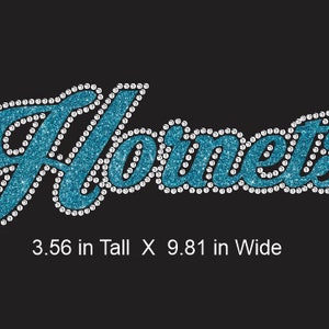 Hornets Cursive Rhinestone Combo Transfer Ready to Heat Apply. You ...