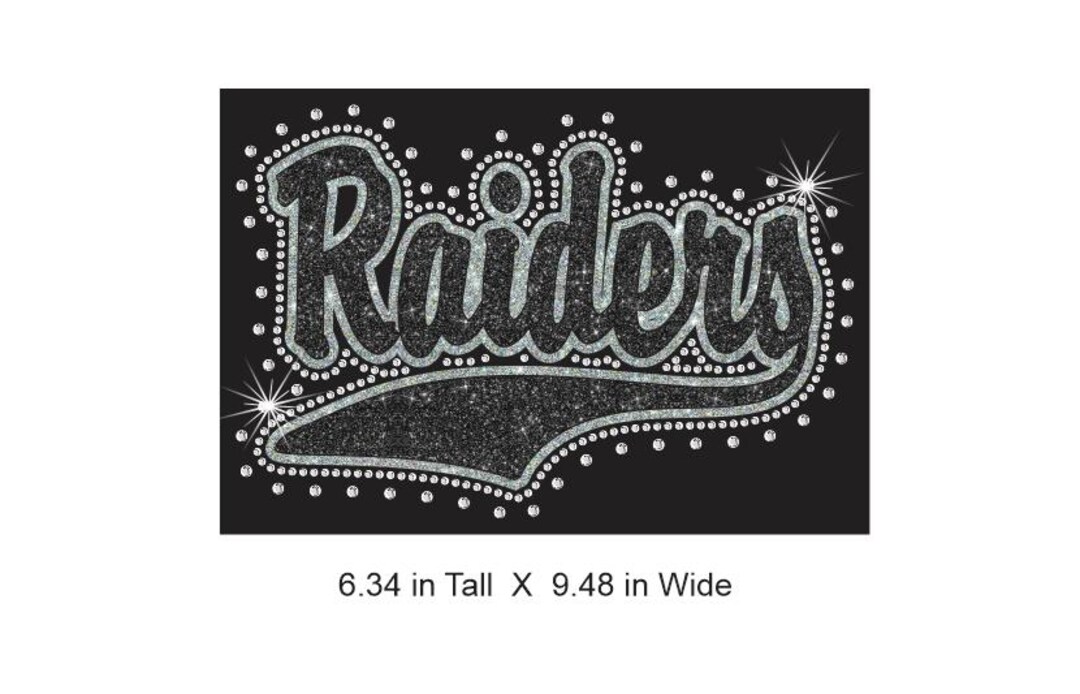 Raiders Swoosh 2 Tone Vinyl and Rhinestone Combo Transfer Ready to Heat ...