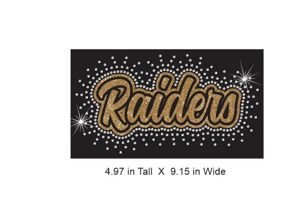 Raiders Cursive Contour Rhinestone Combo Transfer Ready to Heat Apply ...