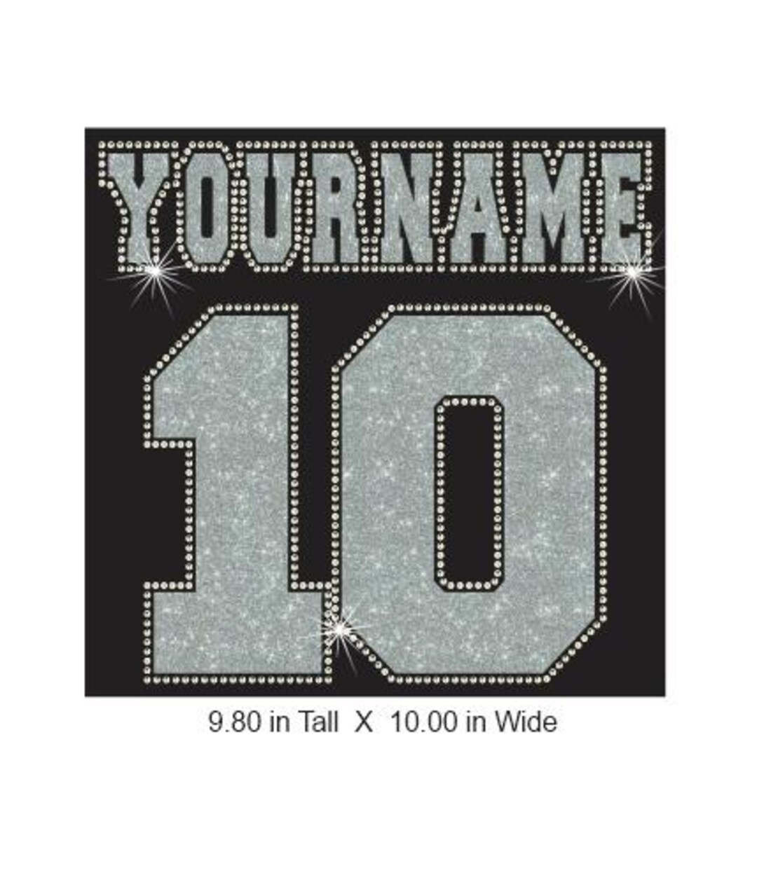Custom Name and Number Custom Vinyl and Rhinestone Combo Design in ...