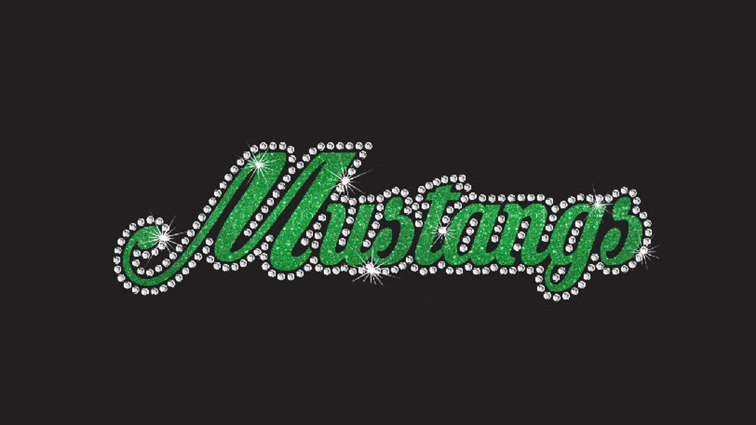 Mustangs Cursive Rhinestone Combo Transfer Ready to Heat Apply. You ...