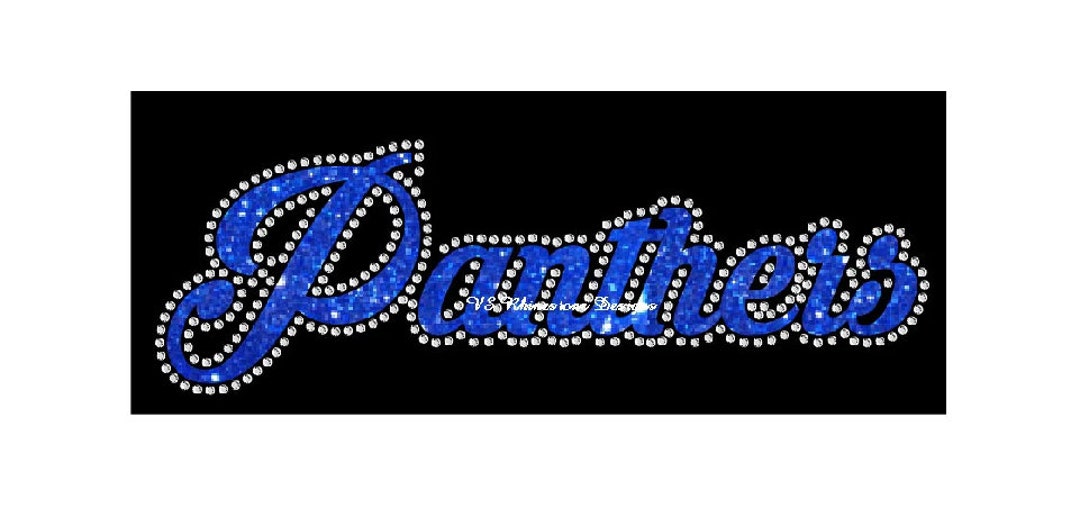 Panthers Cursive (VS) Rhinestone Combo Transfer Ready to Heat Apply ...