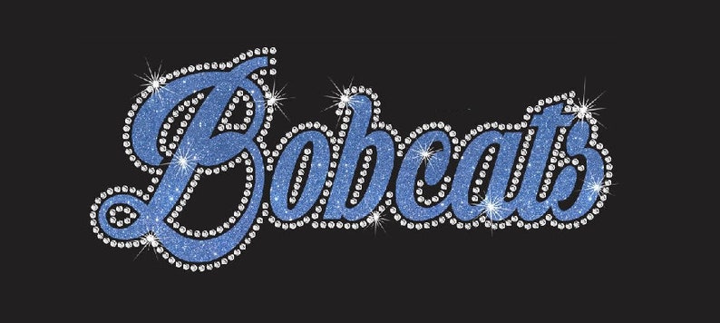 Bobcats Cursive Rhinestone Transfer With Glitter and Clear Rhinestones ...