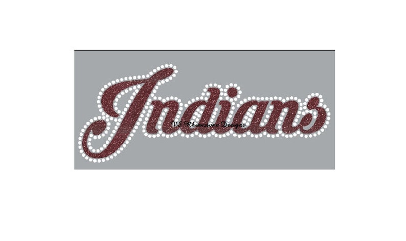 Indians Cursive Rhinestone Combo Transfer Ready to Heat Apply. You ...