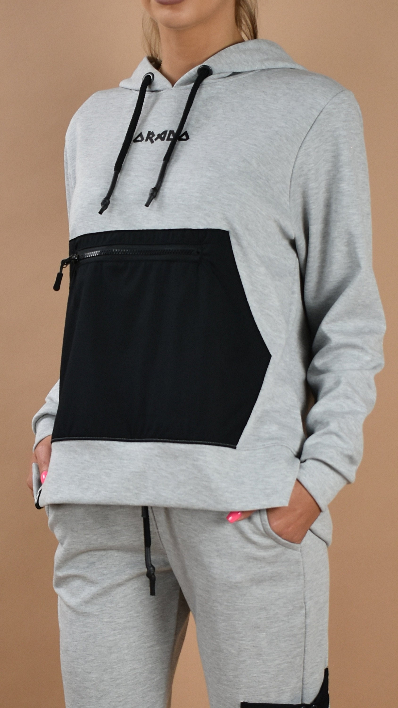 New Women's Designer Set, Gray Sweatsuit Set,long Sleeve Top , Gray ...