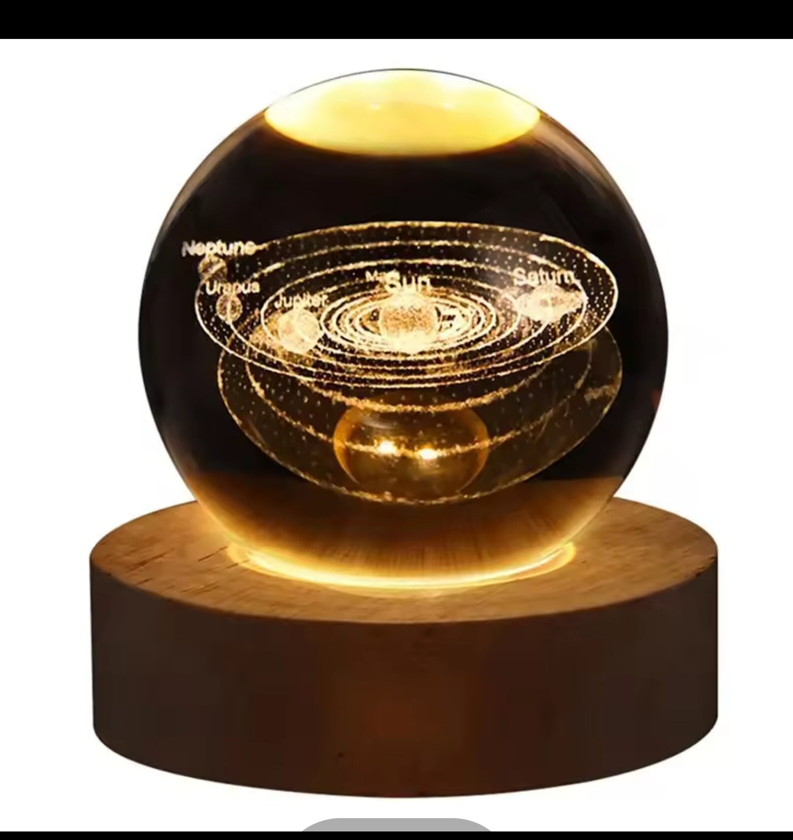 3D Saturn Planet Crystal Ball, Laser Engraved Galaxy Globe, 3D Lamp ...