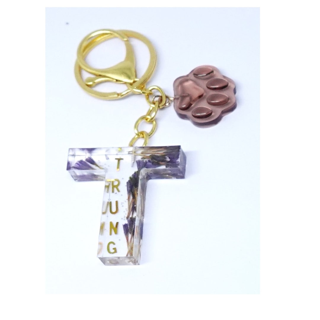 Personalized Letter Keychain - Custom Keychain | Real Dried Rose | Gift ...