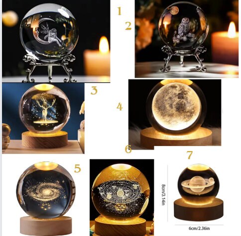 3D Saturn Planet Crystal Ball, Laser Engraved Galaxy Globe, 3D Lamp ...