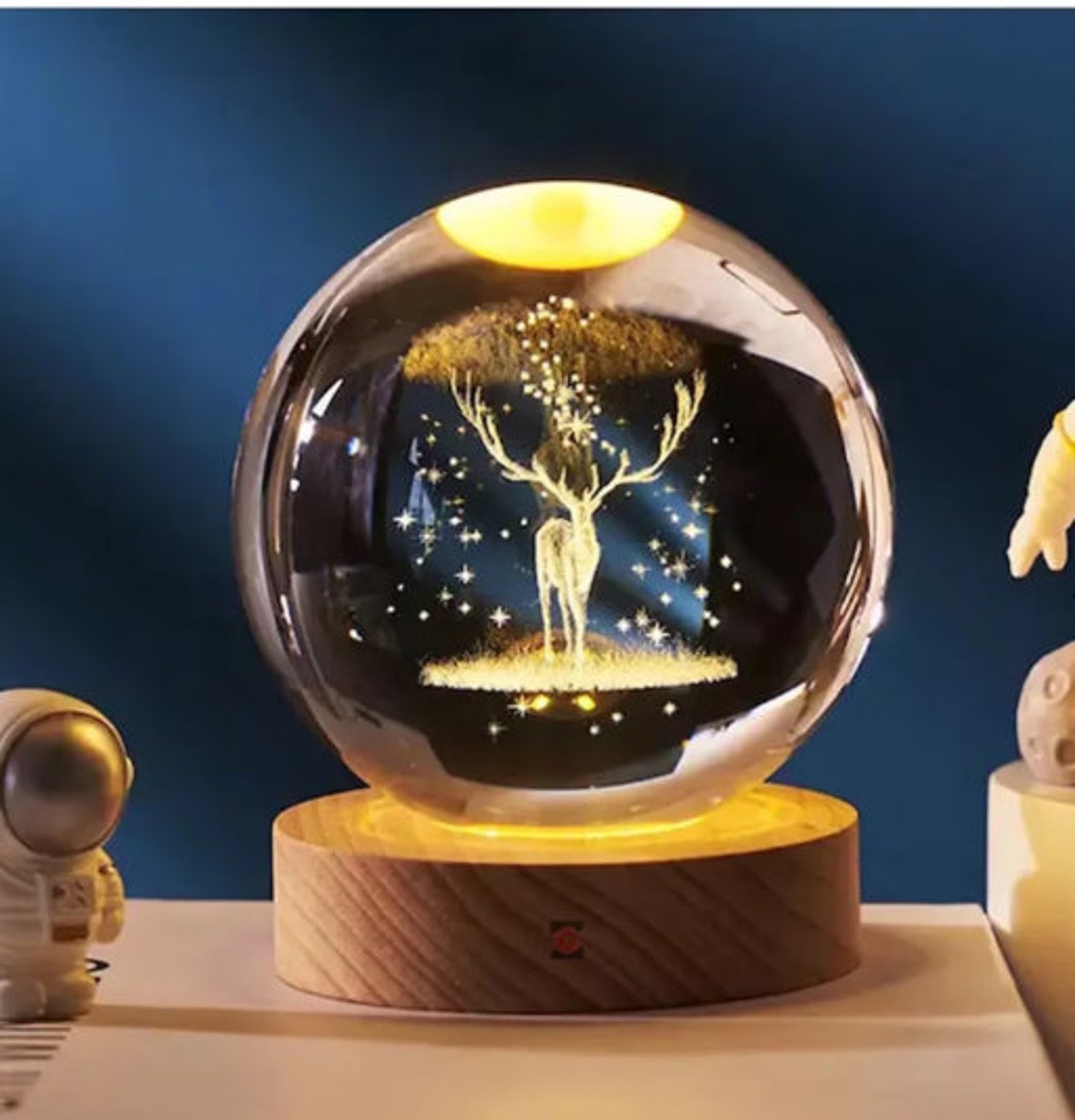 3D Saturn Planet Crystal Ball, Laser Engraved Galaxy Globe, 3D Lamp ...