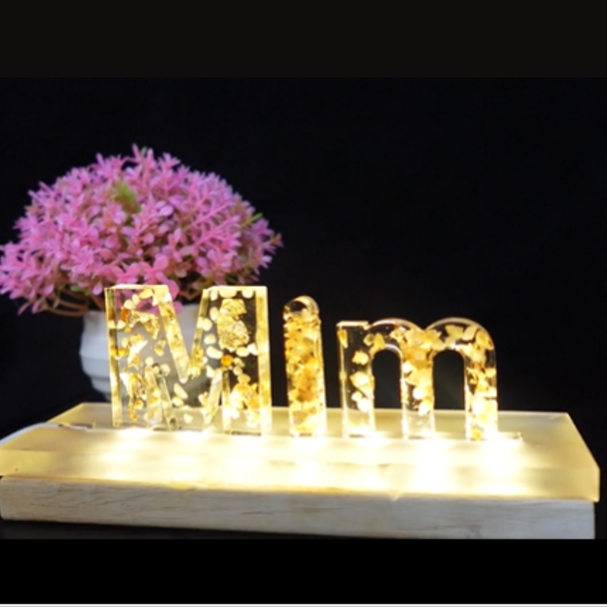 Personalized Letter Lamp, Custom Dried Flower Night Light, Custom Resin ...