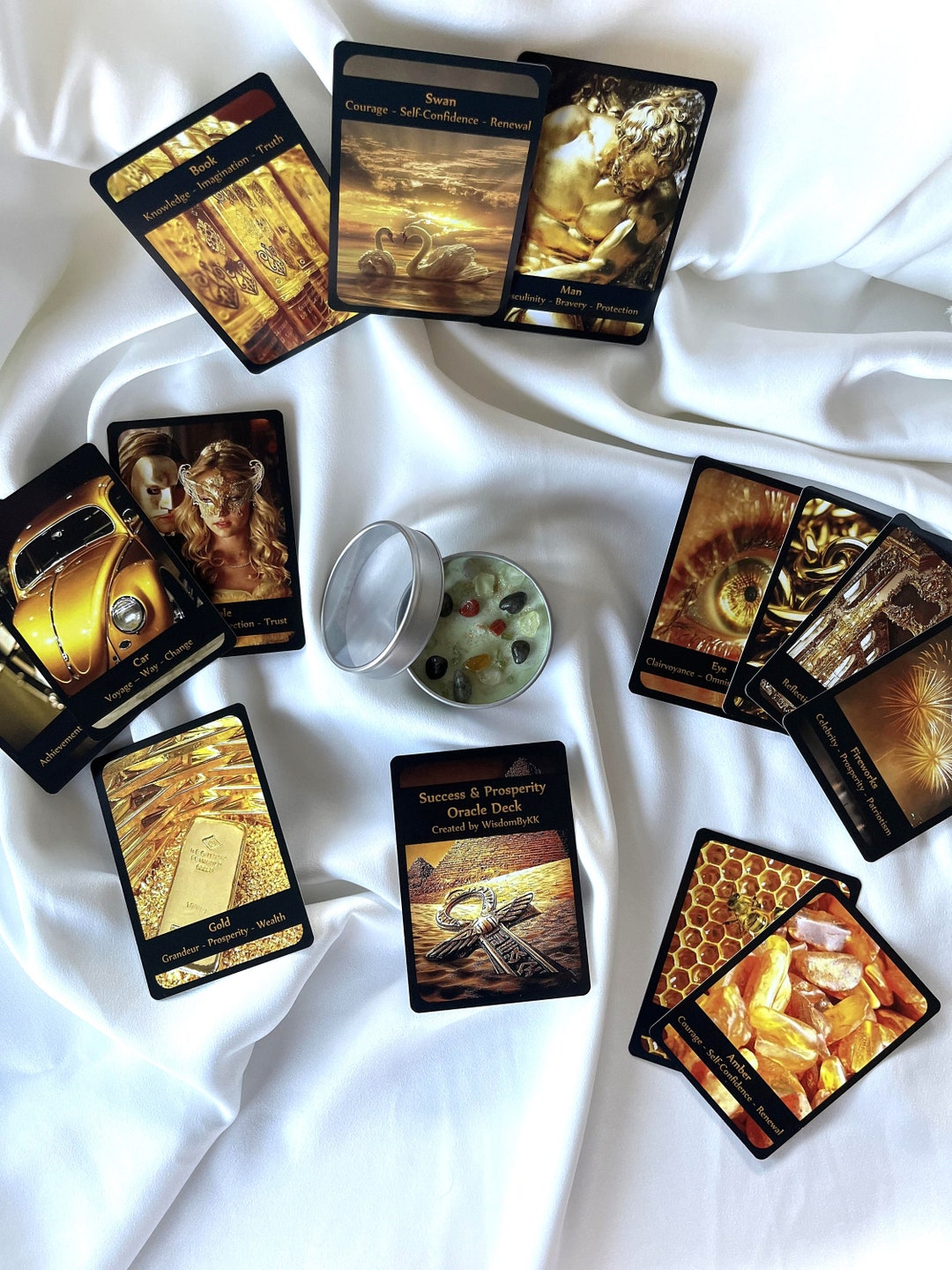 Success and Prosperity Oracle Cards and Crystal Candle Set - Etsy