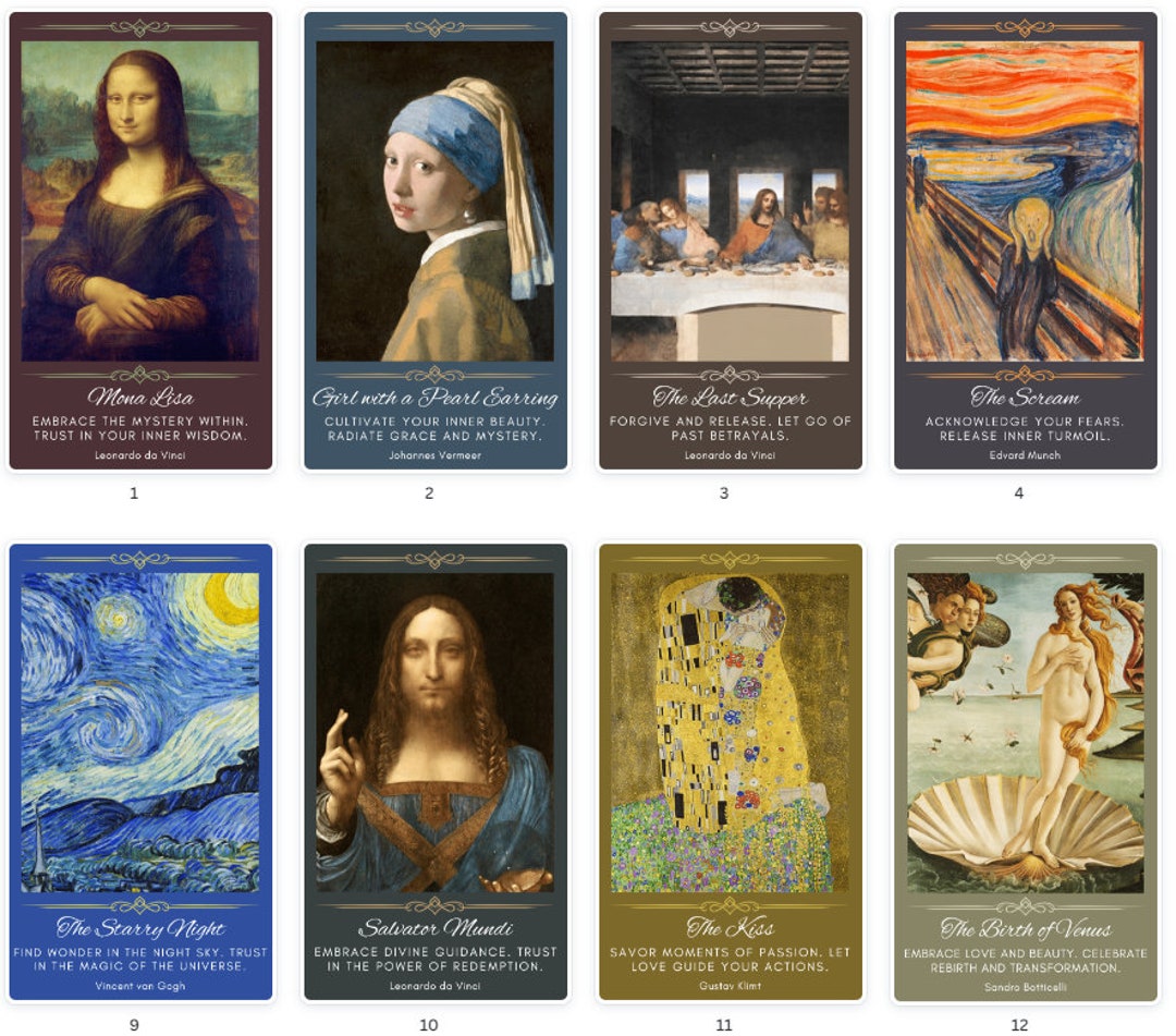 Masterpieces of Art Oracle Cards Deck. Daily Affirmation Cards ...