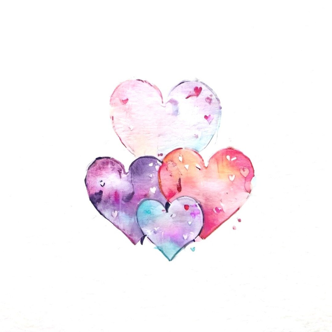 Watercolor Hearts PRINTABLE - Etsy