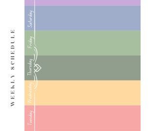Printable Editable Weekly Schedule Rainbow Checklist PSD PDF Chore ...