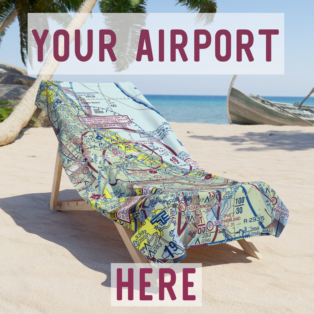 Custom Pilot Beach Towel, Pilot Chart Beach Towel, Sectional Beach ...