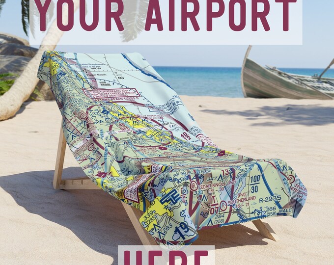 Custom Pilot Beach Towel, Pilot Chart Beach Towel, Sectional Beach ...