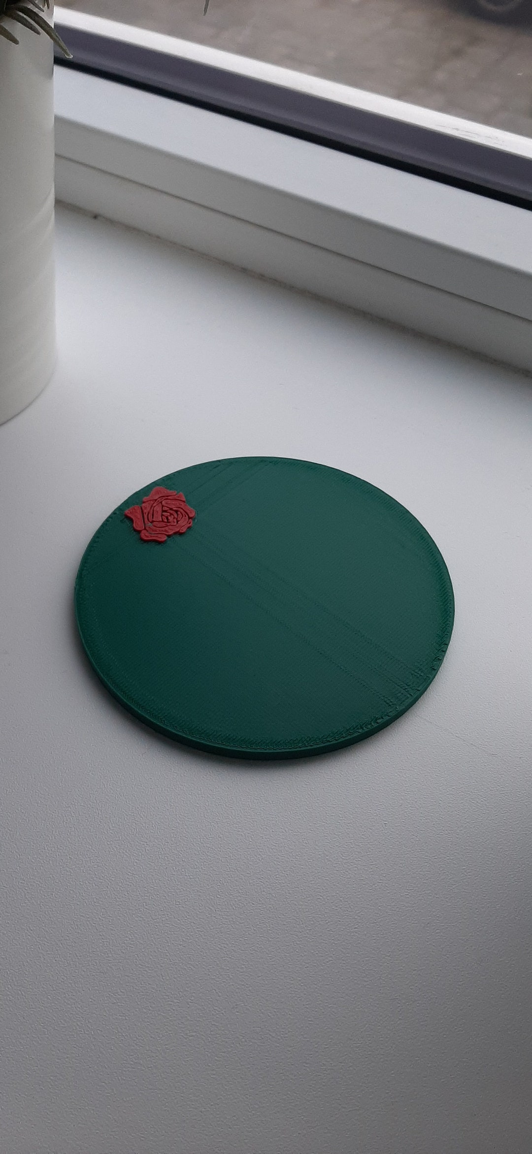 Set of 6 Round 3D Printed Coasters Made to Order With a Rose at the Top ...