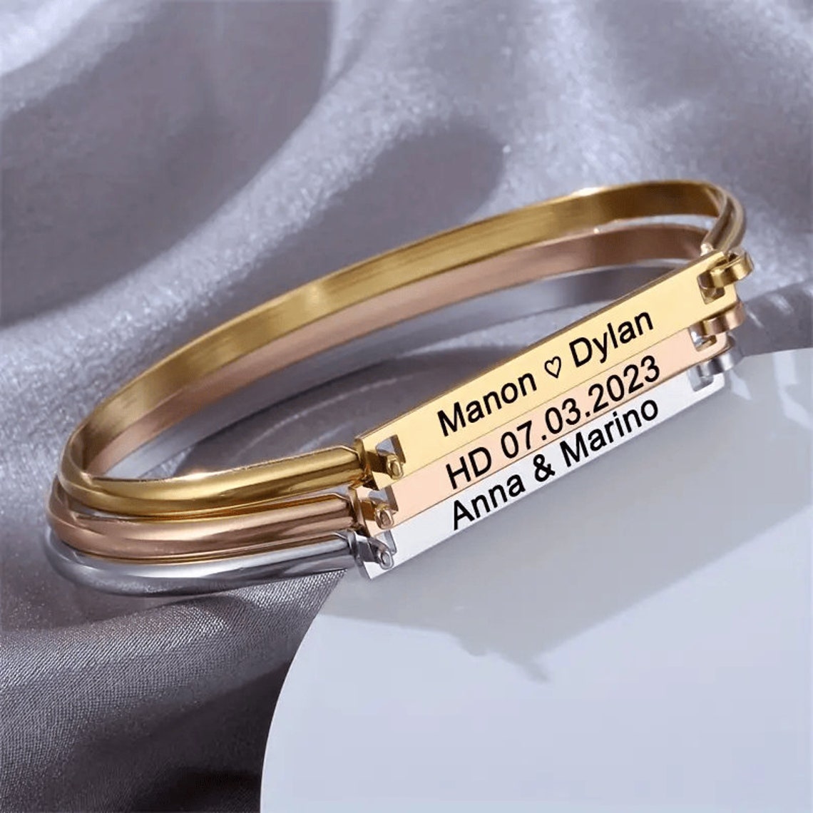 Personalized Engraved Name Bracelets - Etsy