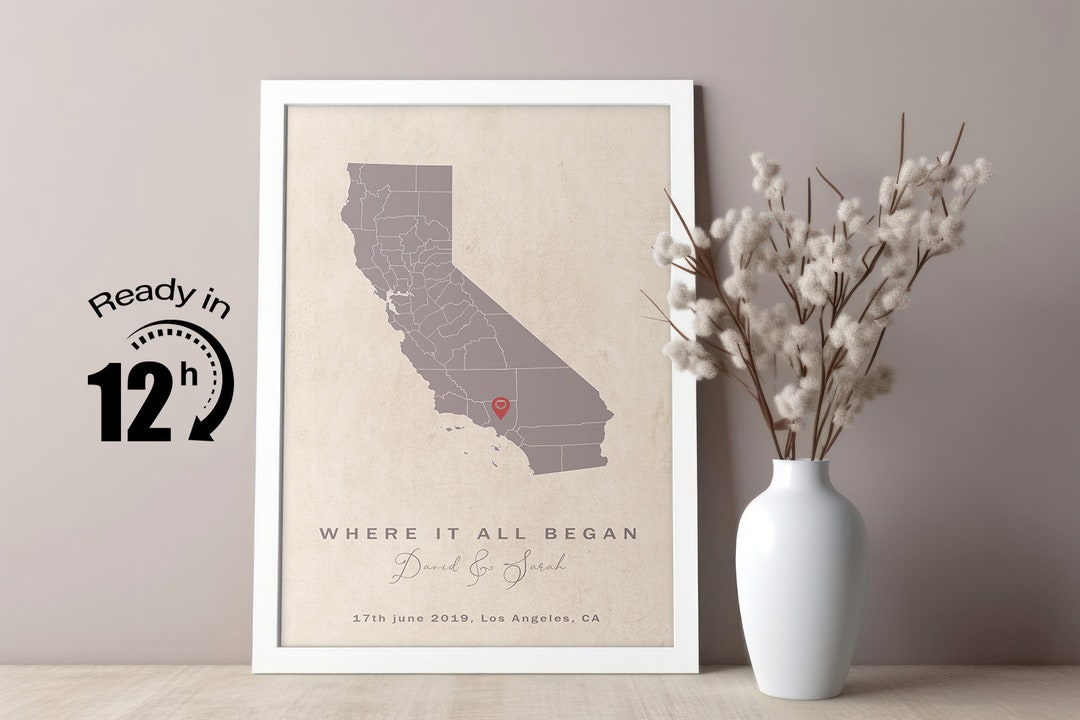 Where We Met Map Our First Date Map Where It All Began Custom ...