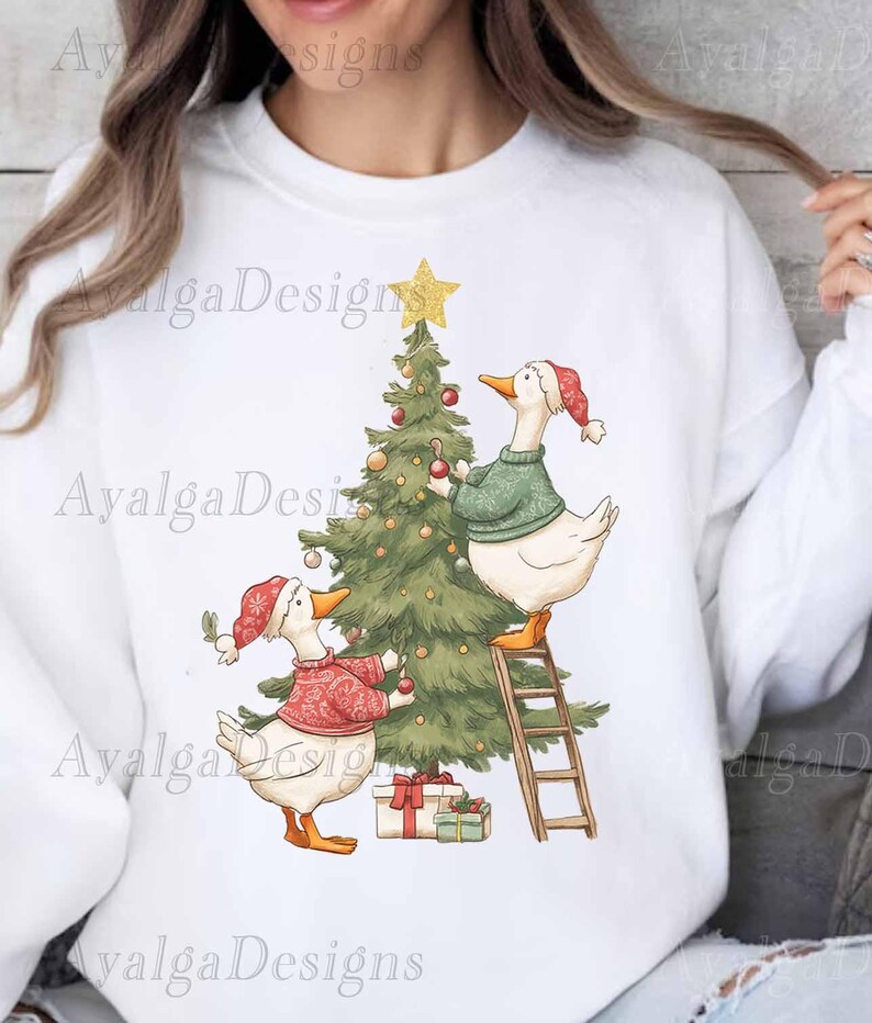 Unisex-goose With the Big Christmas Pine Tree Sweatshirt, Geese Ugly ...