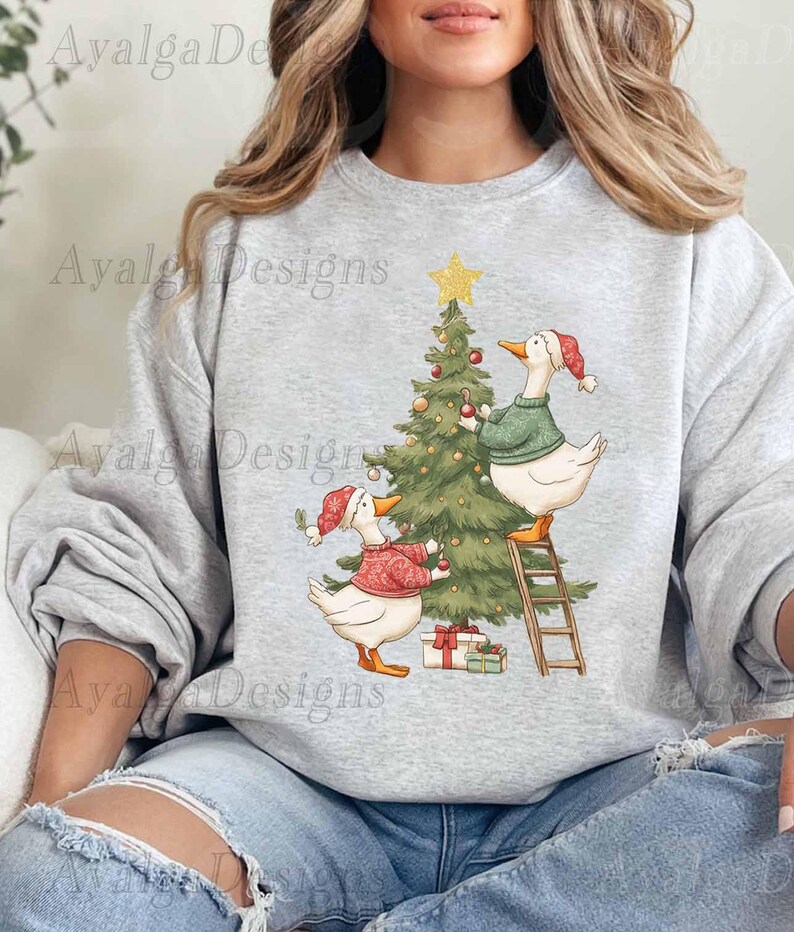 Unisex-goose With the Big Christmas Pine Tree Sweatshirt, Geese Ugly ...