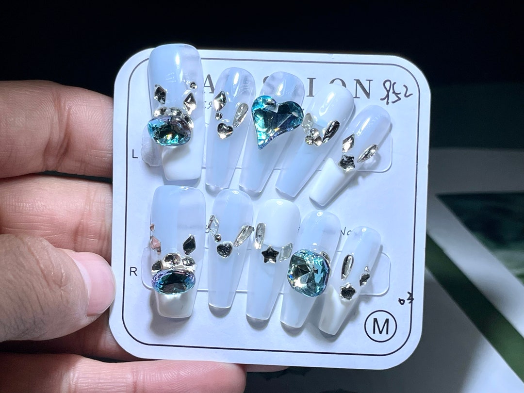 Blue Diamond Nail,nail Art, Nail Supplies, Acrylic Nail, Press on Nail ...