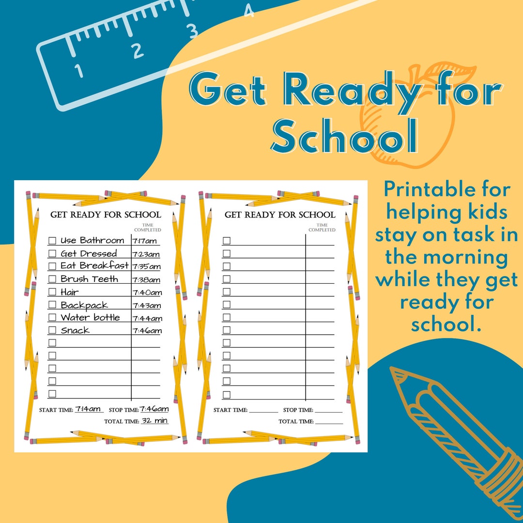 Get Ready for School Time Sheet - Etsy