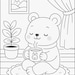 Cozy Bear Rainy Day Coloring Page Cute Printable Animal Art for Kids ...