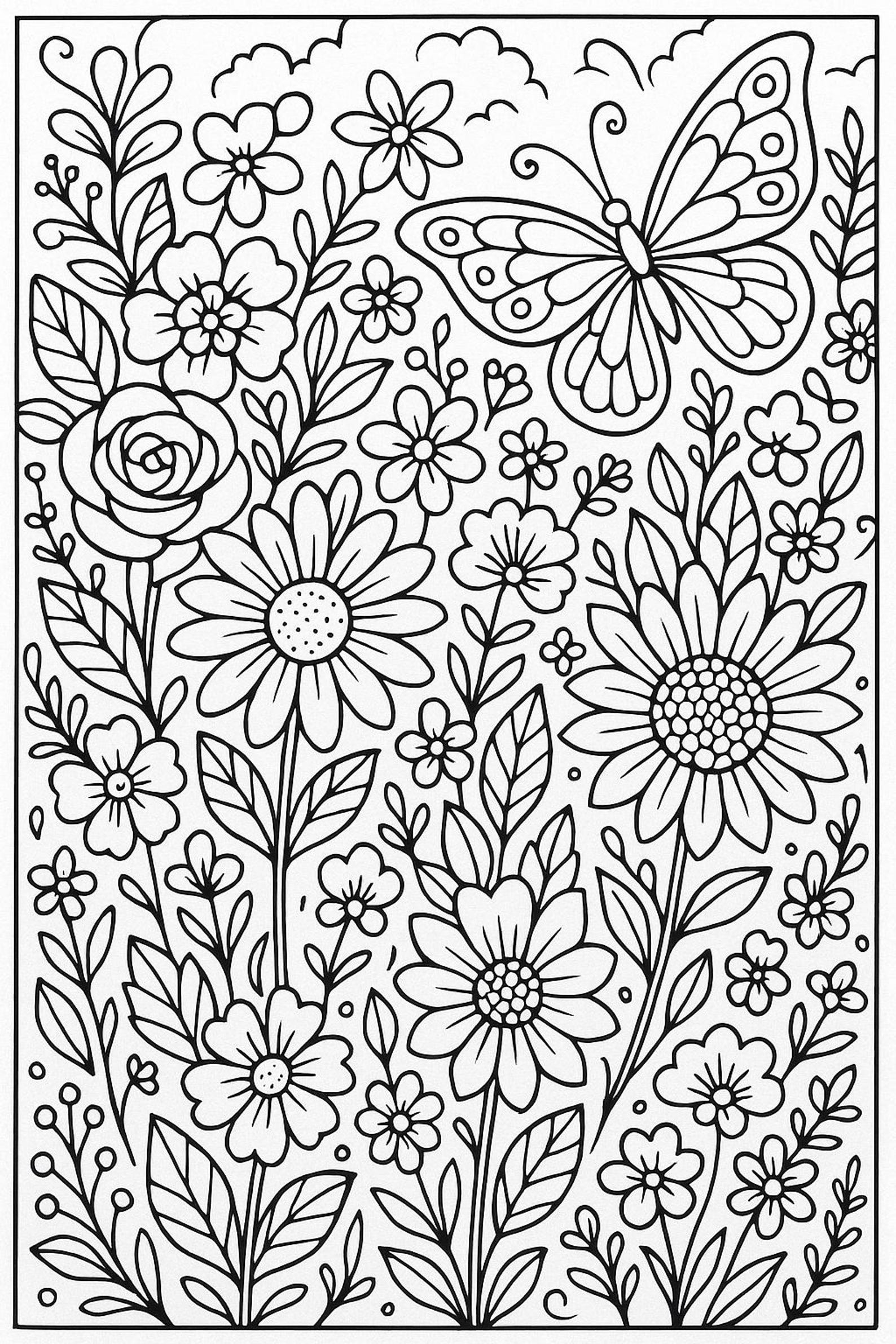 Butterfly Garden Coloring Page Butterfly Coloring Page, Flower Garden ...