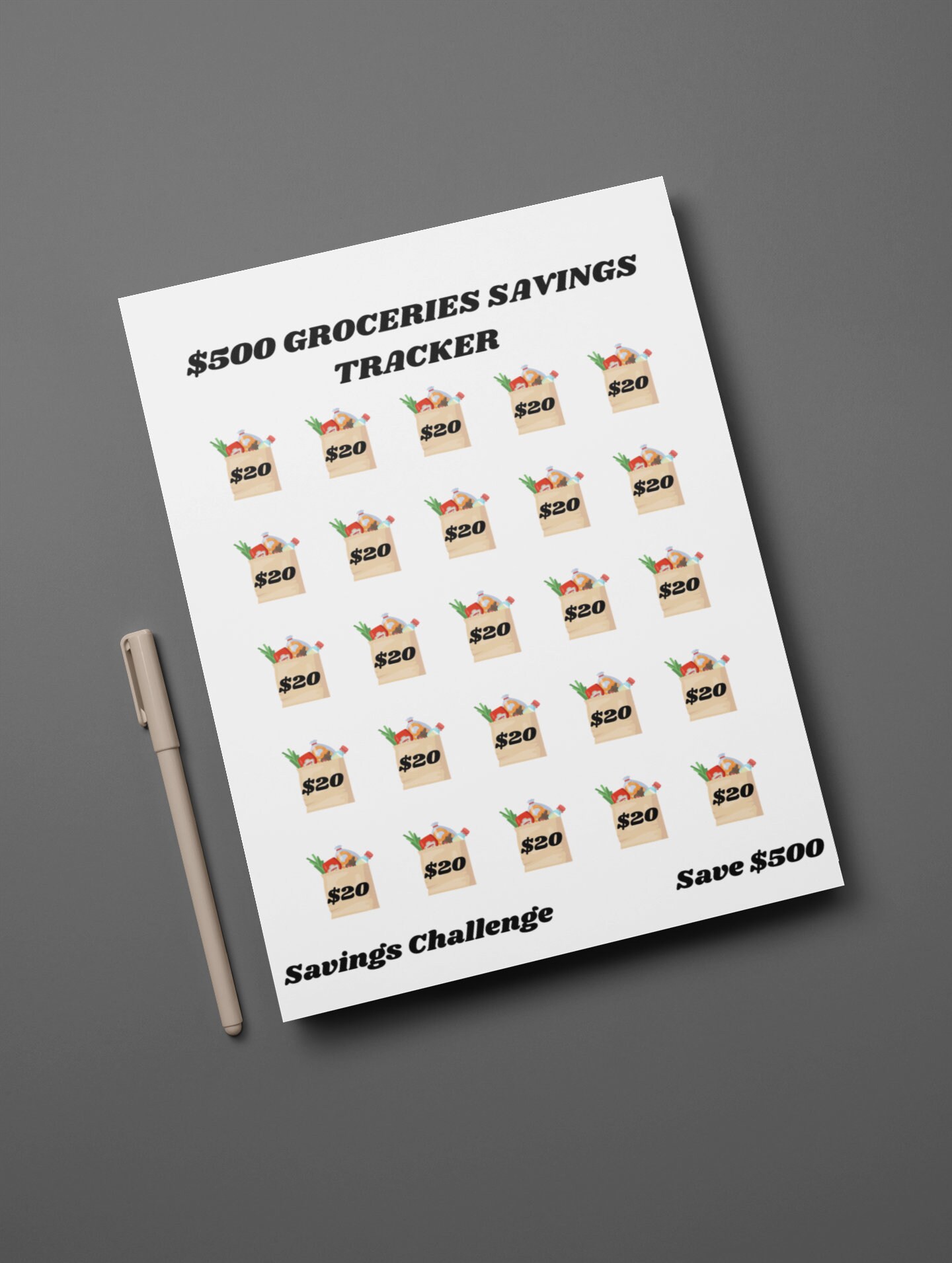 500 Grocery Savings Tracker - Etsy