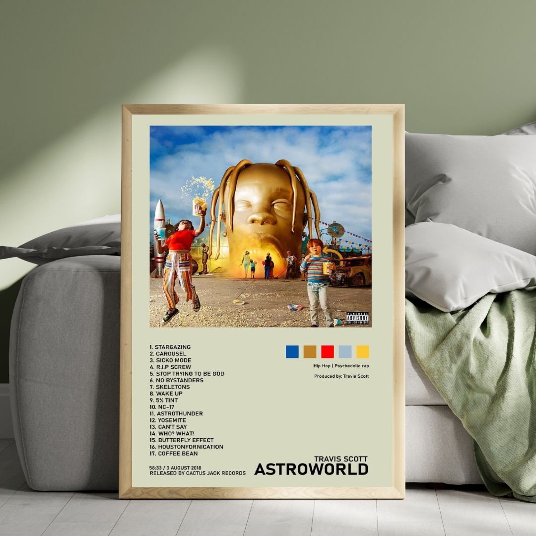 Travis Scott, Astroworld, Album Cover, Poster, Wall Decor, Unframed A4 ...