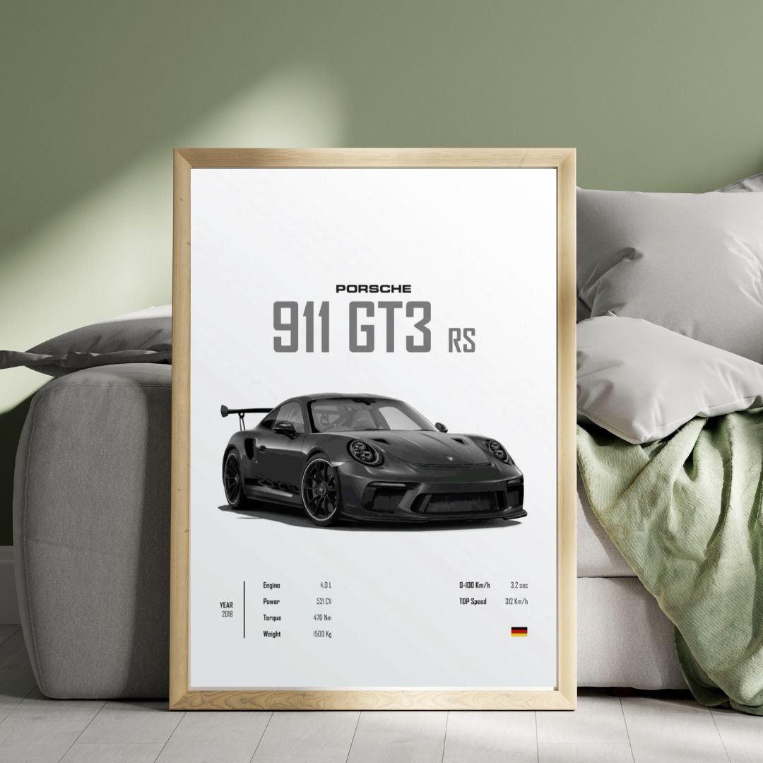 Porsche 911 GT3RS, Poster, Wall Decor, Unframed A4/A3/A2, Wall Art ...