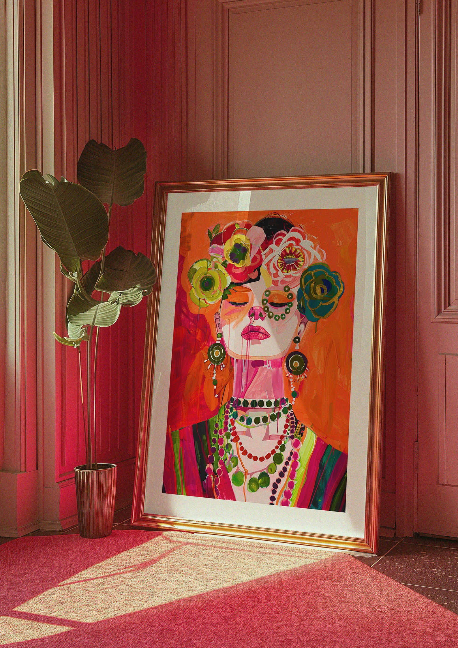 Trippy Red Pink Art Poster, Psychedelic 70s Wall Print, Trendy Eclectic ...