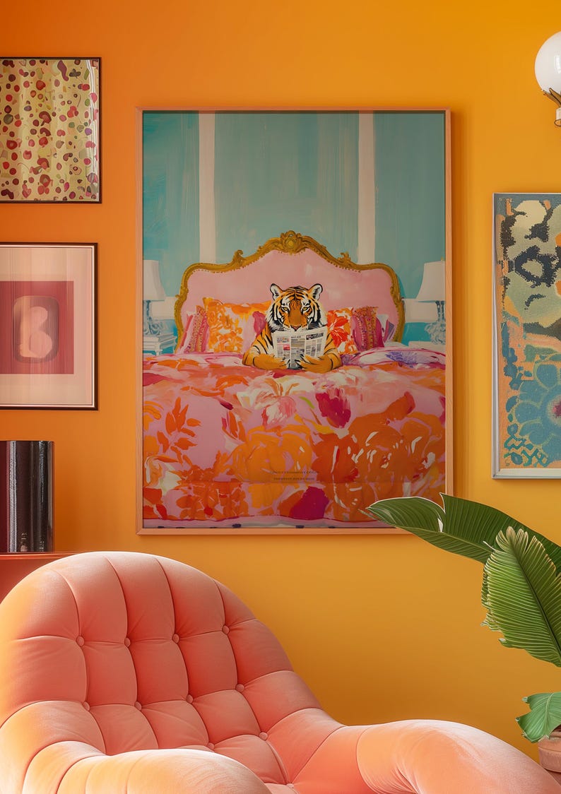 Colorful Animal Art, Playful Tiger Home Decor, Bold Fauvist Art ...