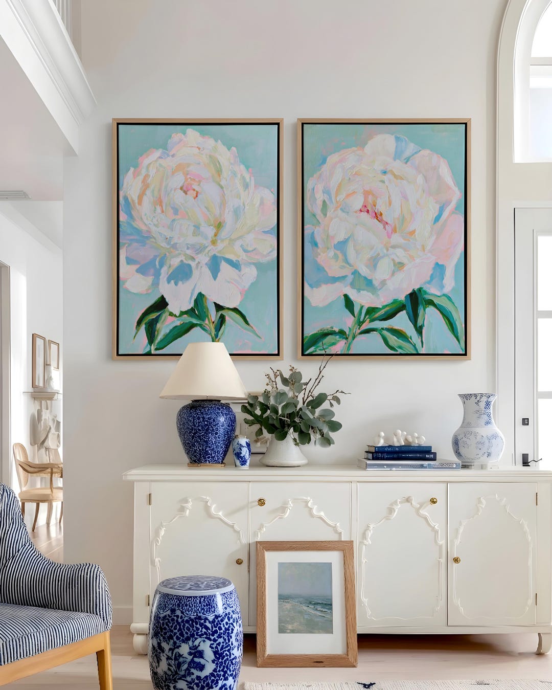 Set of 2 White Camellia Wall Art Print, Southern Botanical Decor ...