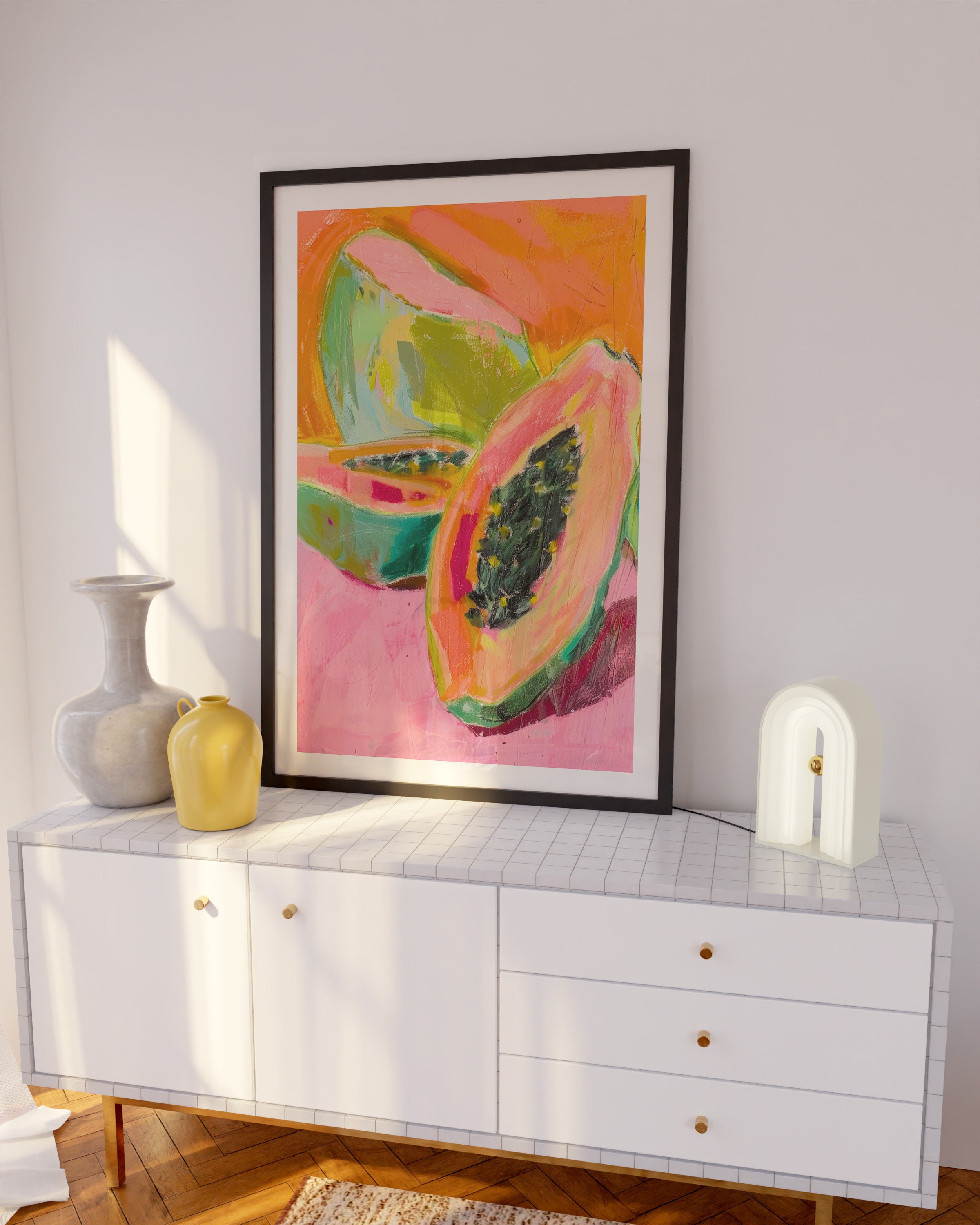 Aesthetic Papaya Wall Art, Dining Room Poster, Trendy Dopamine Decor ...