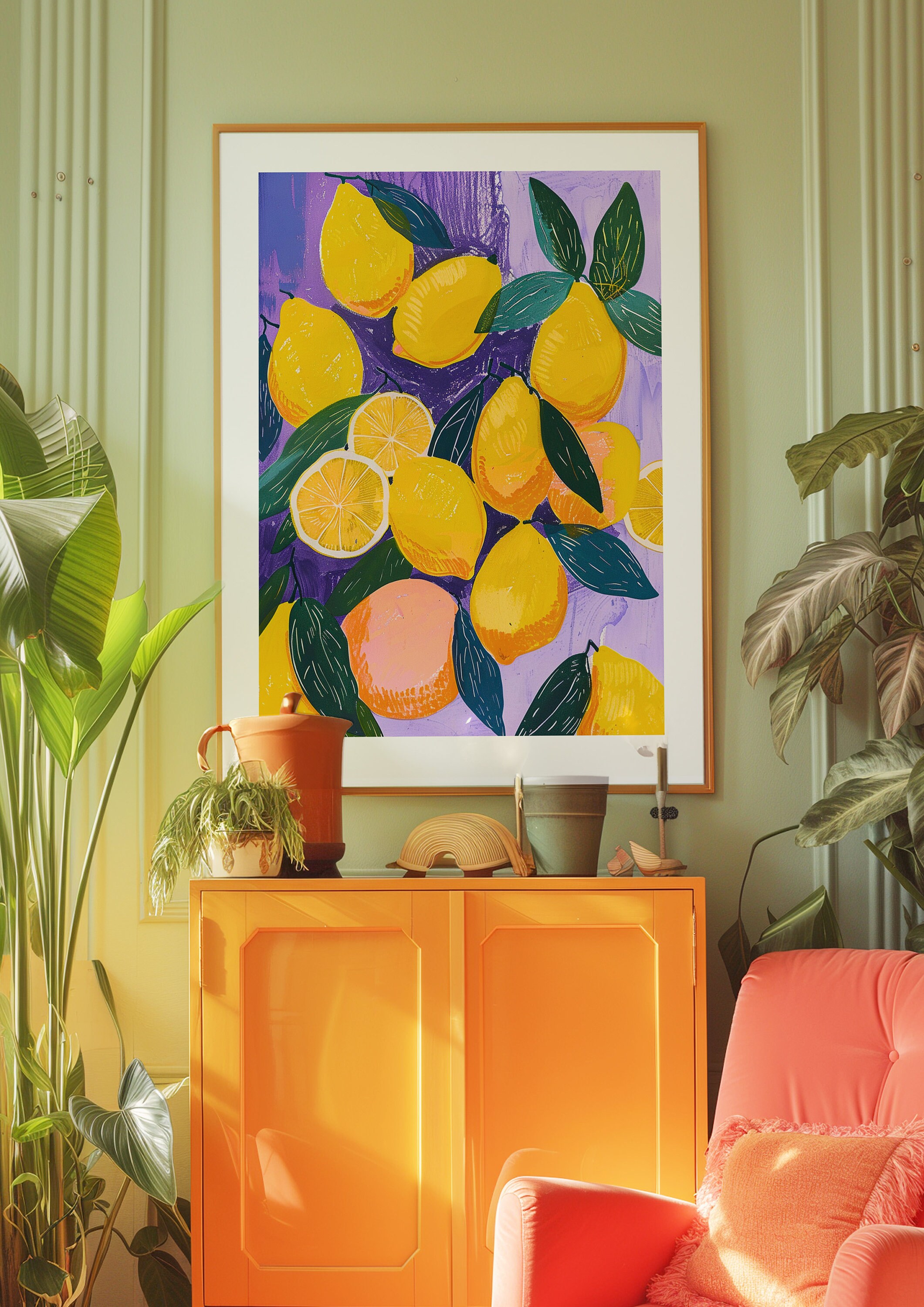 Lemon Matisse Print, Dopamine Kitchen Wall Art, Fruit Market Art Poster ...