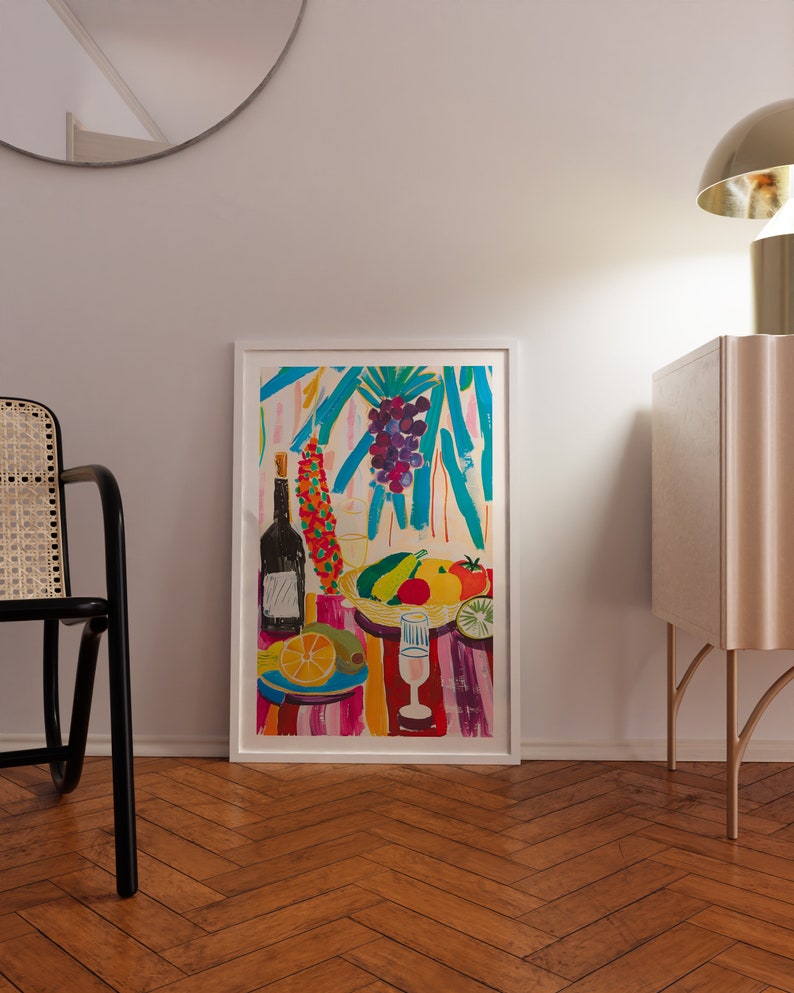 Matisse Room Decor, Dopamine Dinner Print, Retro Kitchen Wall Art ...