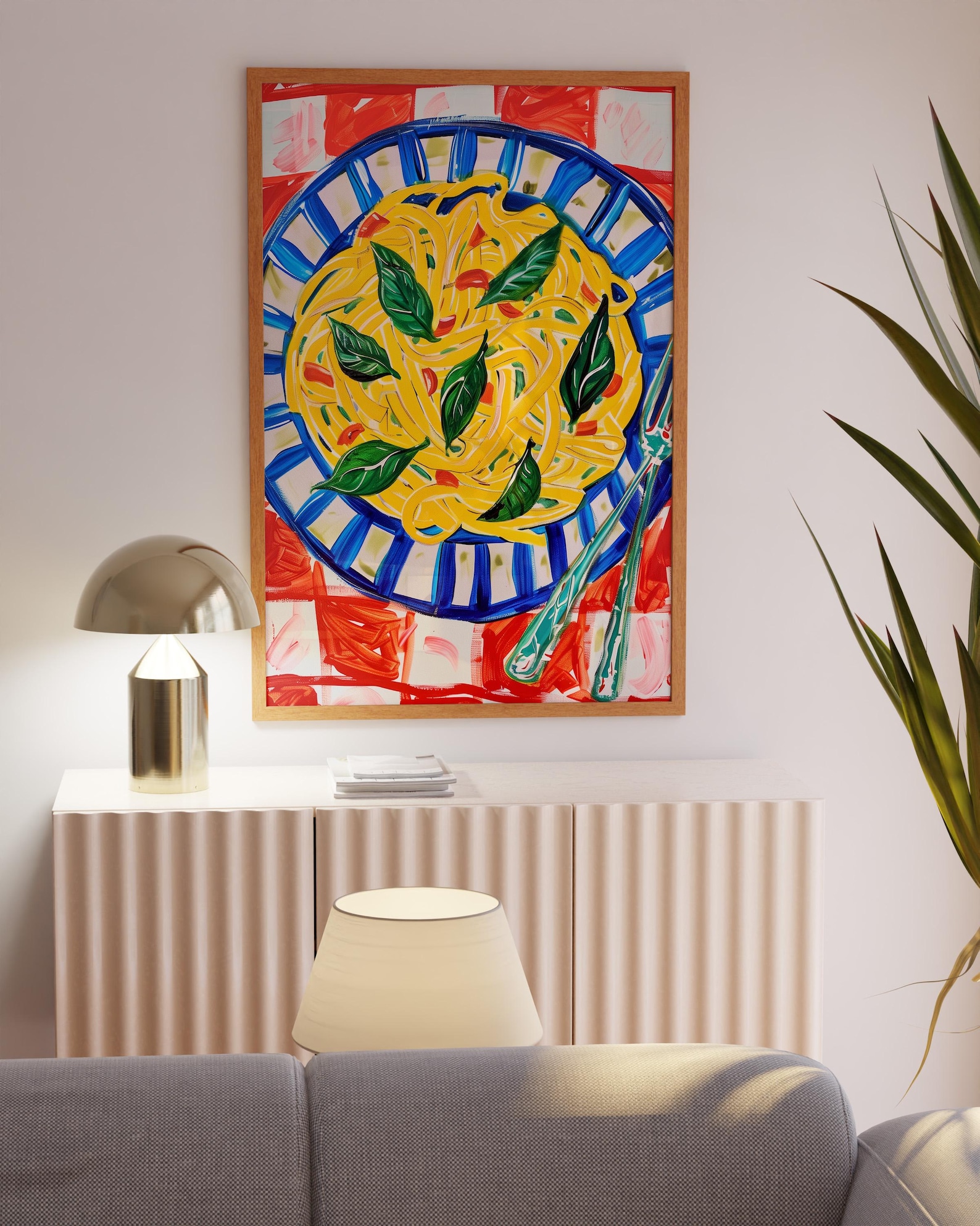 Retro Italian Food Print, Spaghetti Art, Trendy Maximalist Kitchen ...