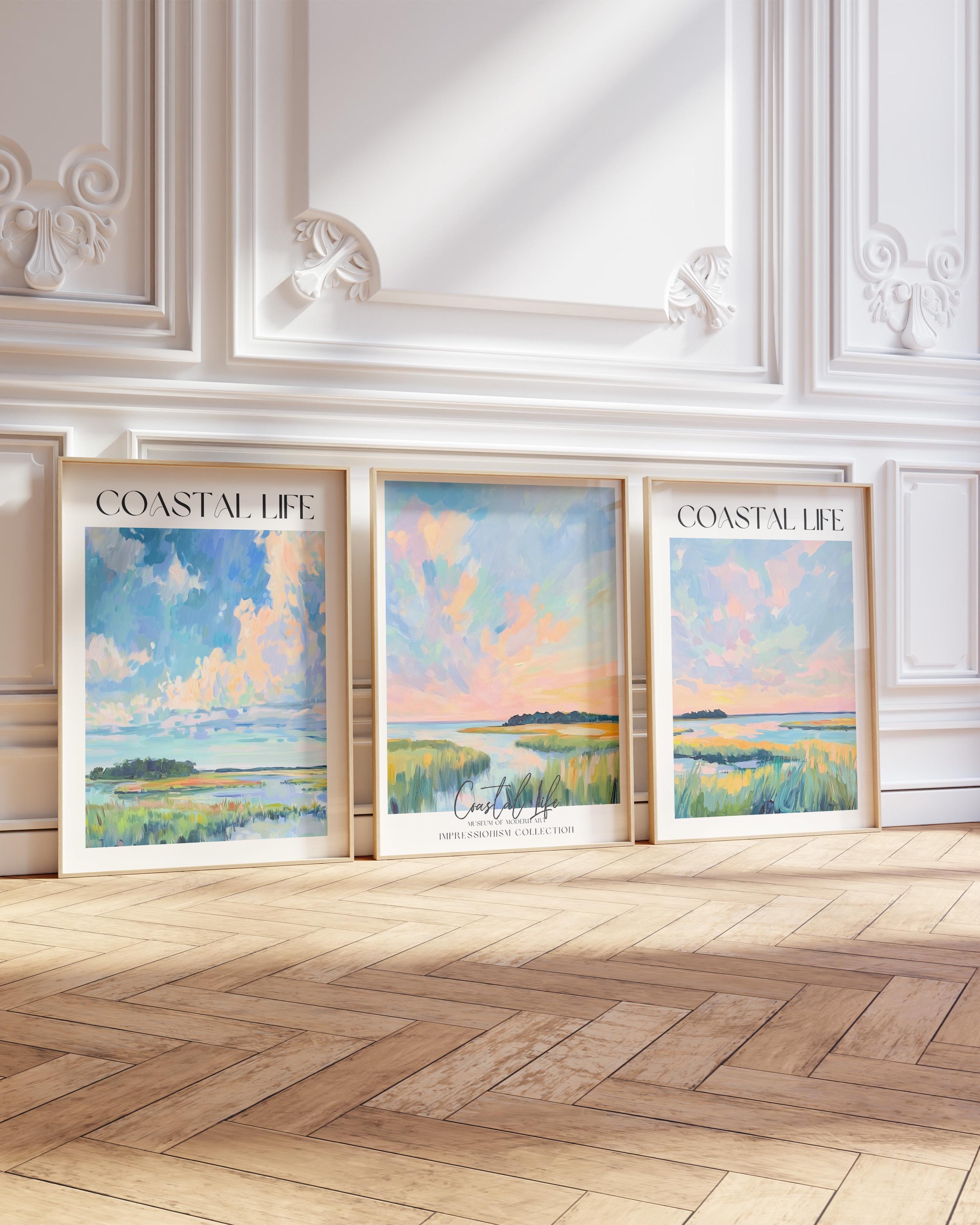 Coastal Marsh Landscape Print Set, Carolina Lowcountry Wall Decor ...