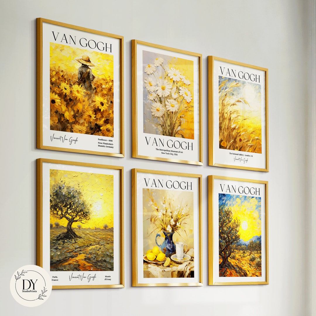 Van Gogh Wall Art Set of 6, Trendy Poster, Oil Painting Print, Gallery ...