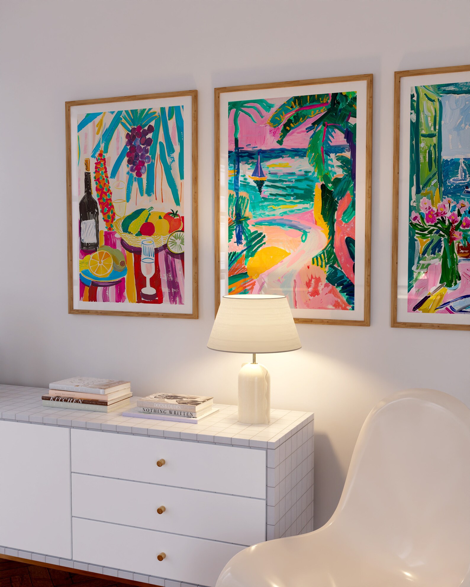Coastal Eclectic Summer Art, Maximalist Art, Trendy Decor, Colorful ...