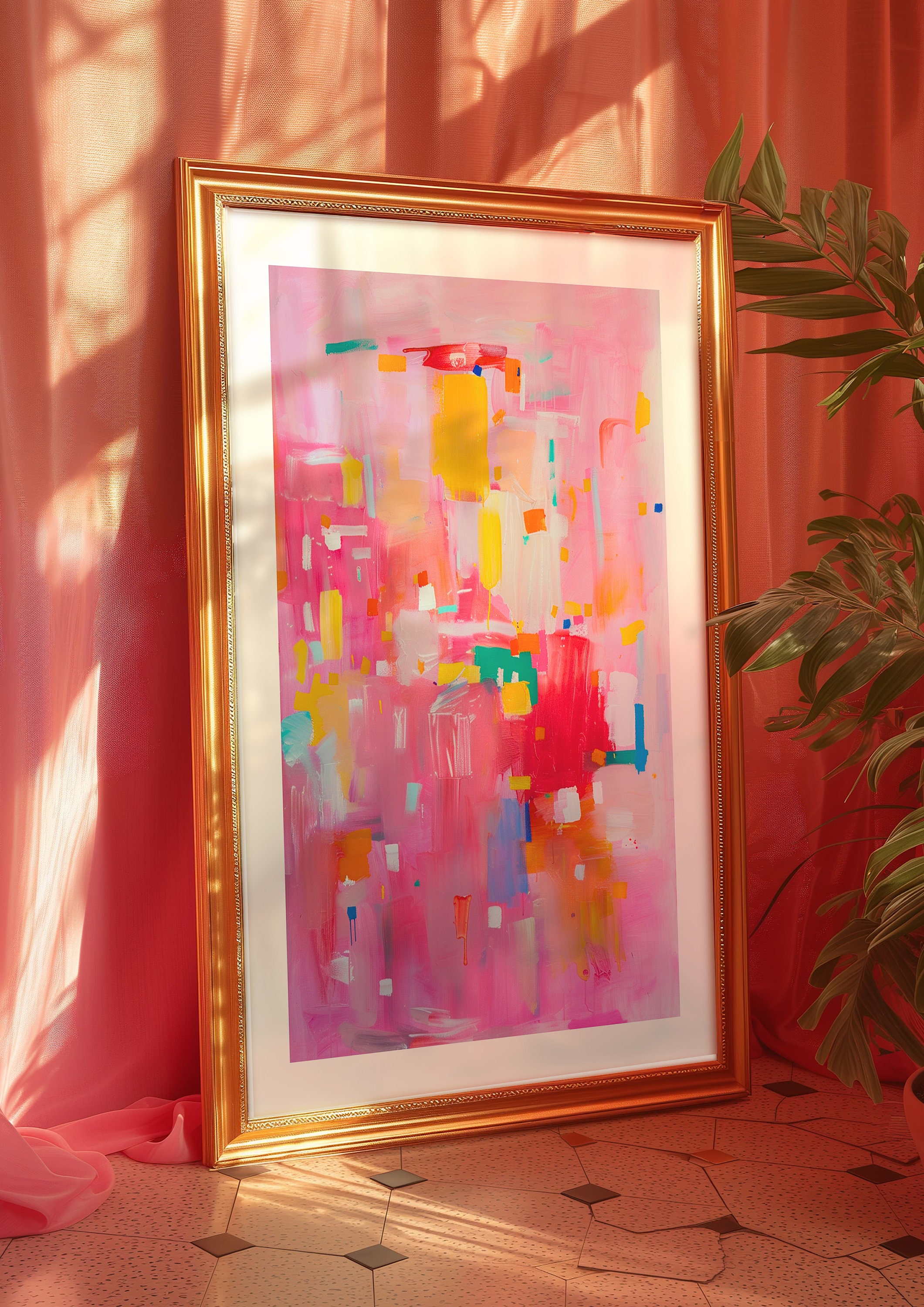 Dopamine Pink Magenta Abstract Painting Print, Extra Large Modern ...