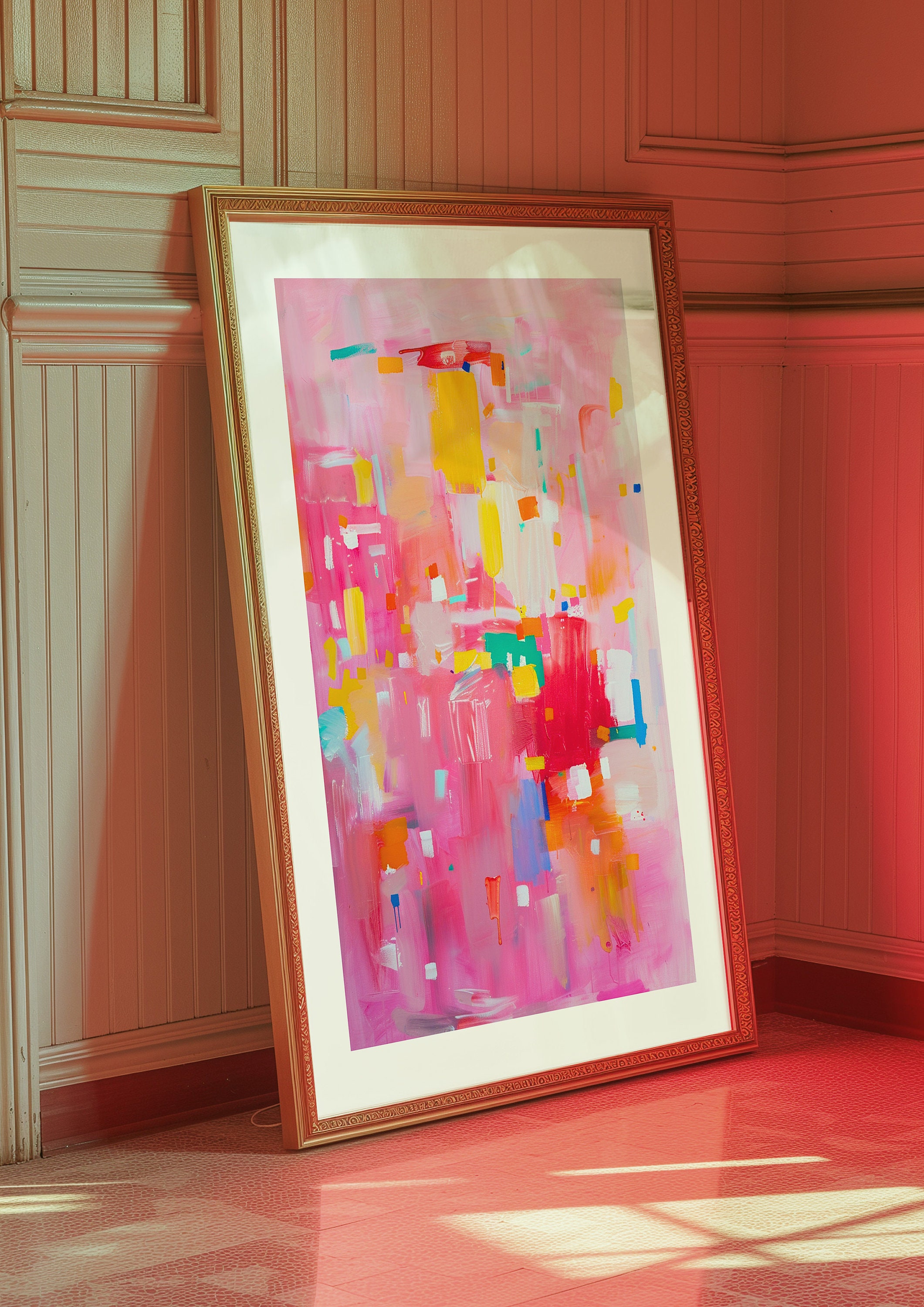 Dopamine Pink Magenta Abstract Painting Print, Extra Large Modern ...