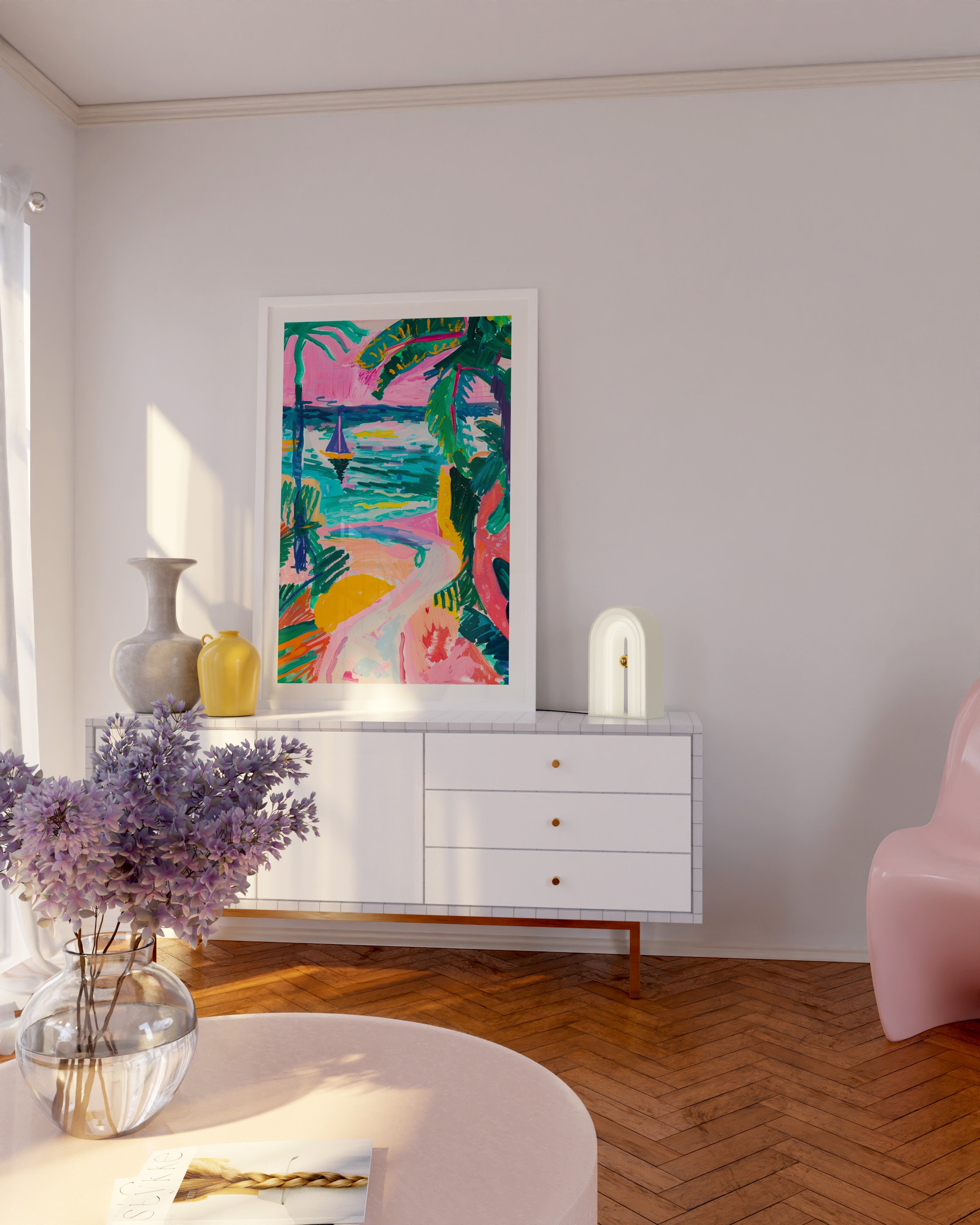Coastal Eclectic Summer Art, Maximalist Art, Trendy Decor, Colorful ...