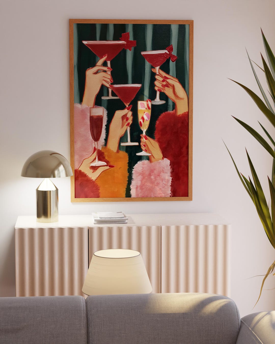 Retro Girls’ Night Art | Modern Cheers Cocktail Print | Trendy Feminine ...