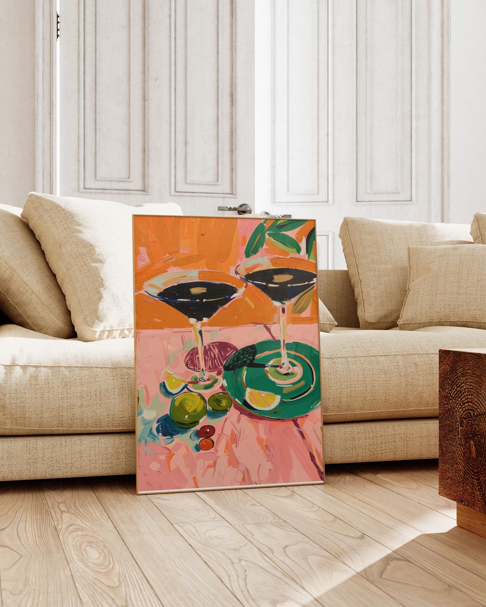 Kitsch Bar Cart Martini Art, Eclectic Happy Hour Decor, Coffee Art ...