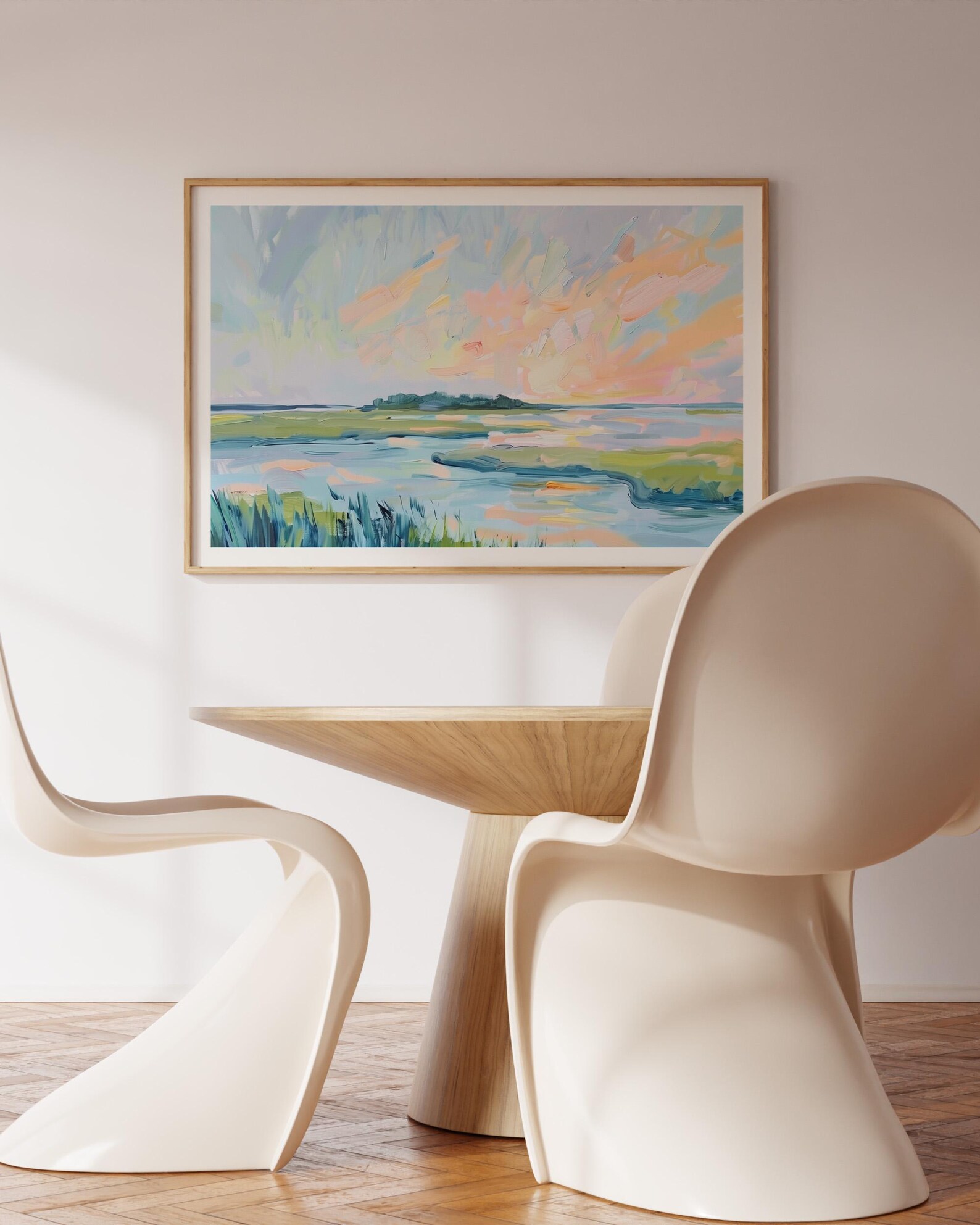 Pastel Marsh Sunset Landscape Painting, Preppy Carolina Lowcountry ...