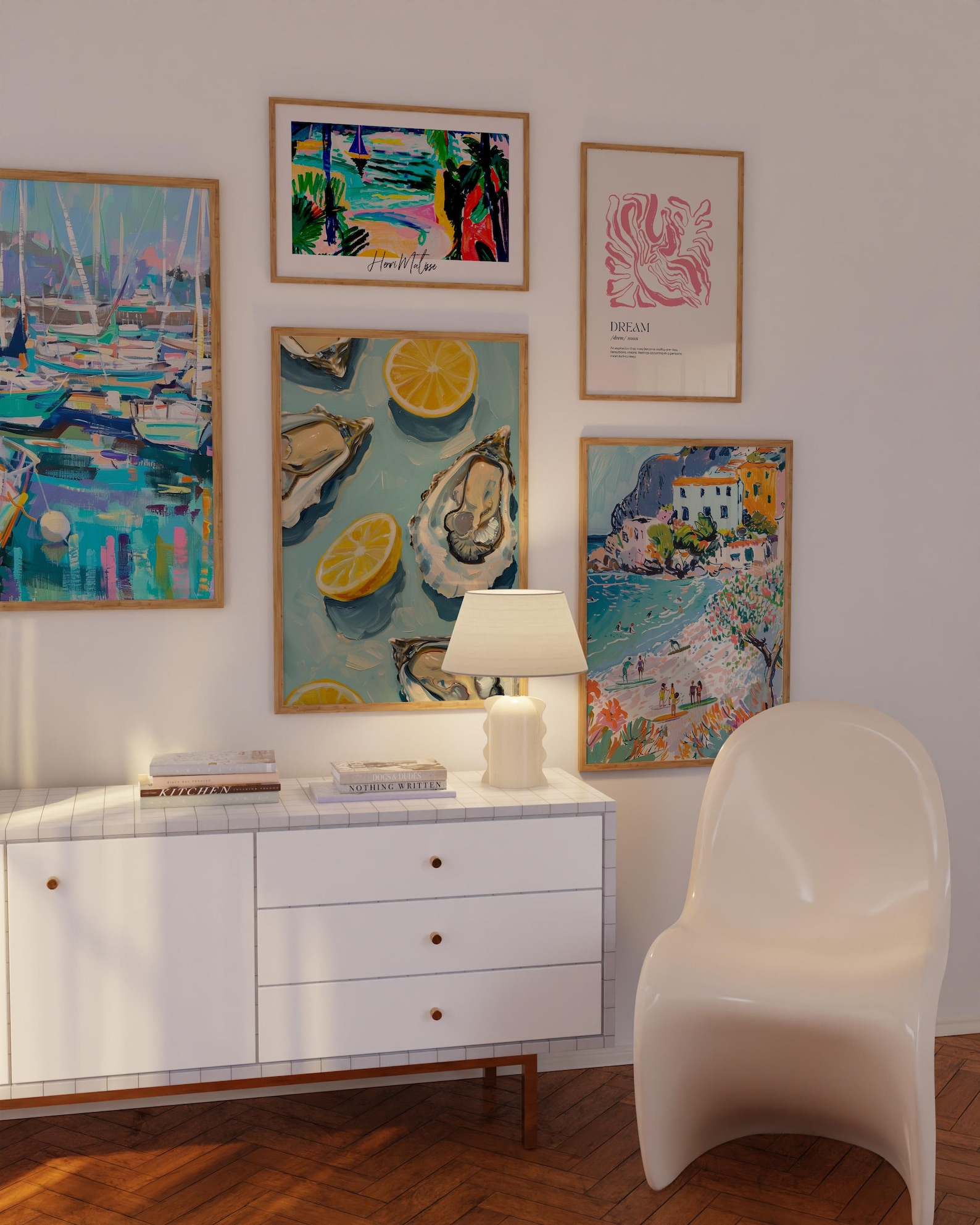 Oyster Lemon Coastal Print: Minimalist Kitchen Wall Art - Etsy