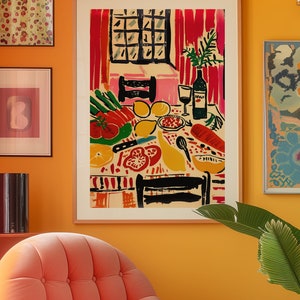 Dopamine Line Art Poster, Trendy 70s Retro Print, Dining Room Poster ...